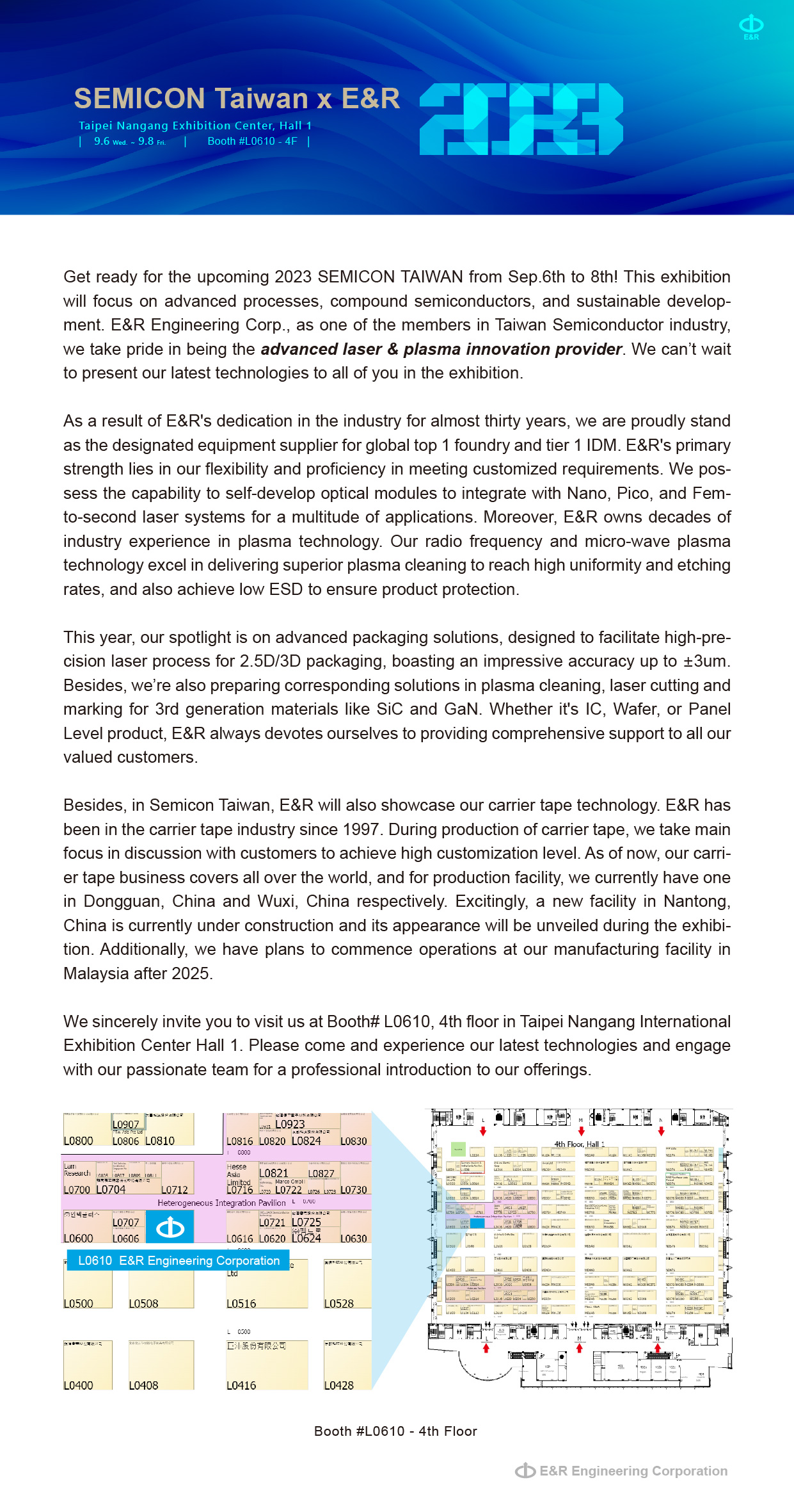 Exhibition News〕2023 SEMICON TAIWAN 9/6-9/8 In Taipei